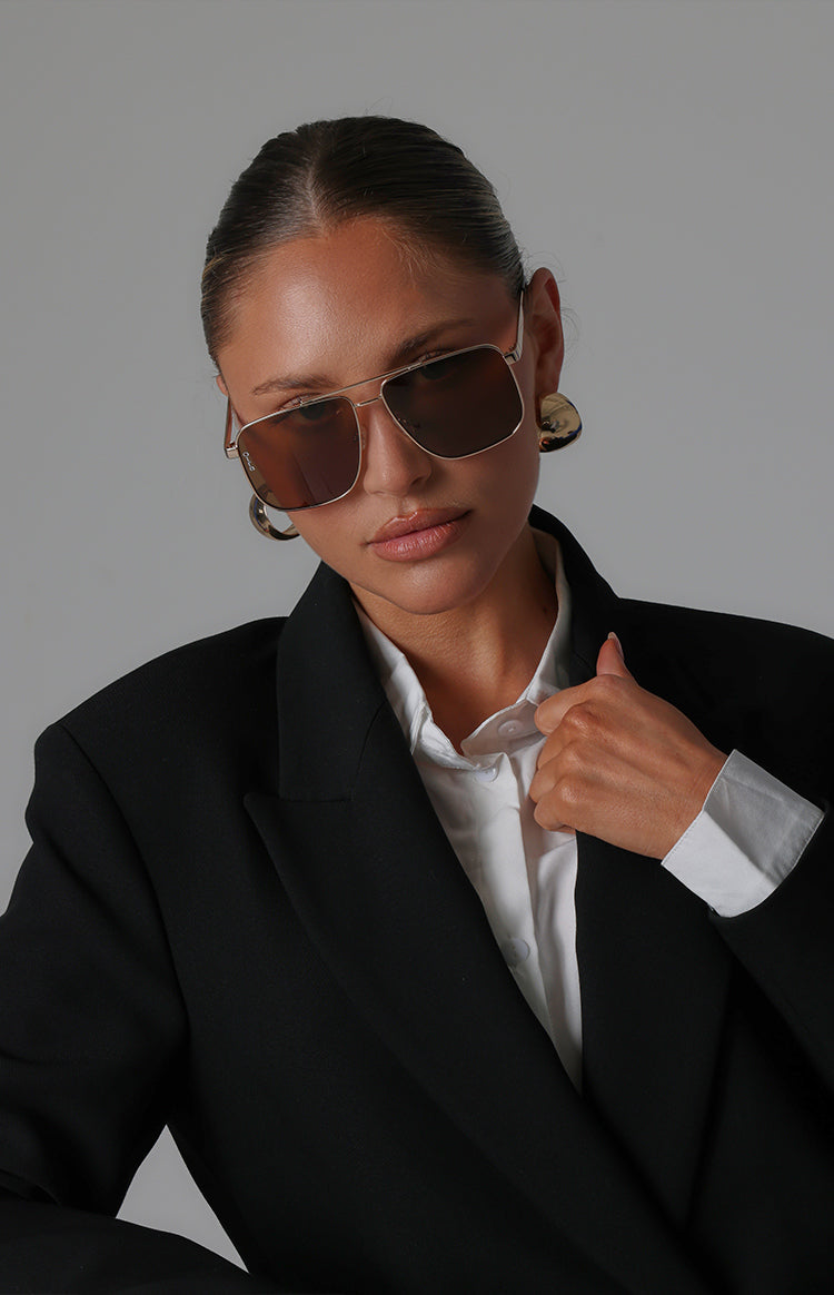 Otra Eyewear Sorrento Brown/Gold Aviator Sunglasses | Beginning Boutique US