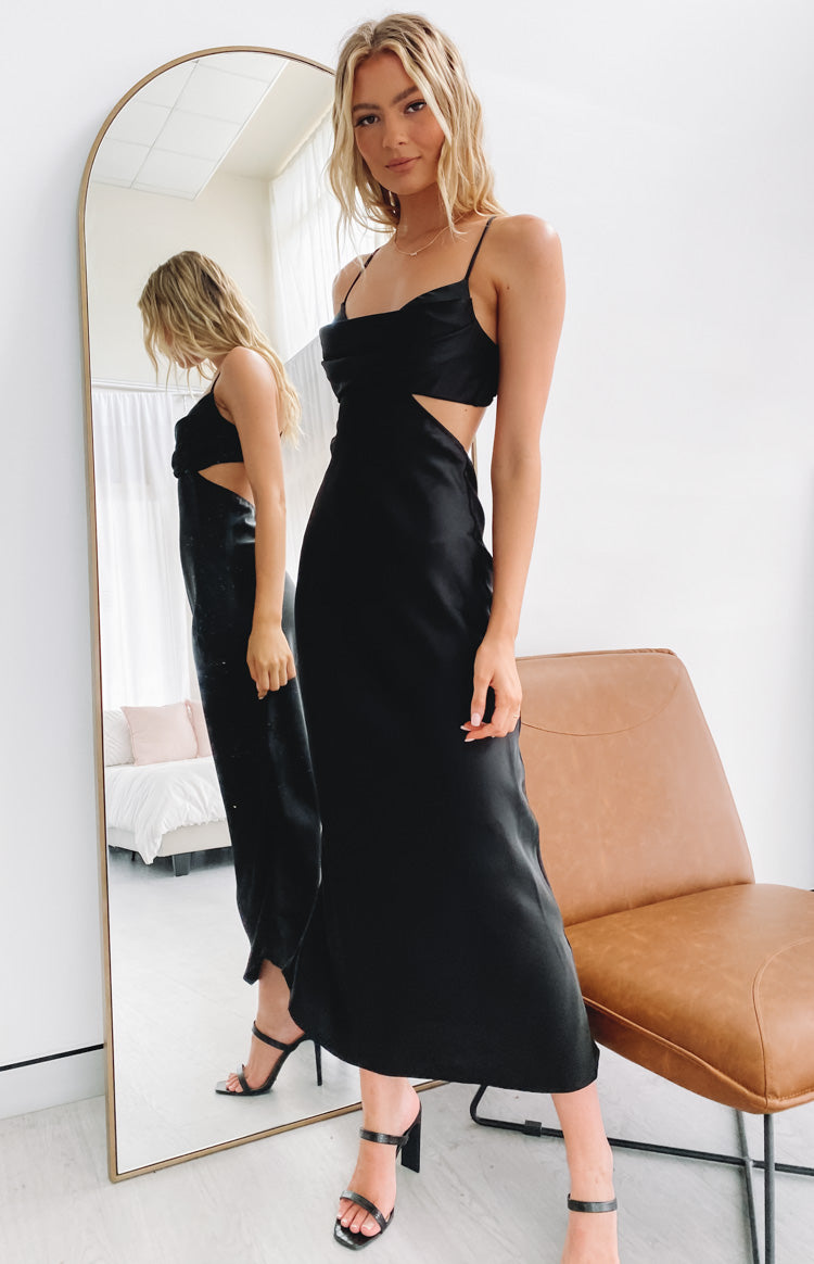Taleah Cut Out Maxi Dress Black – Beginning Boutique US
