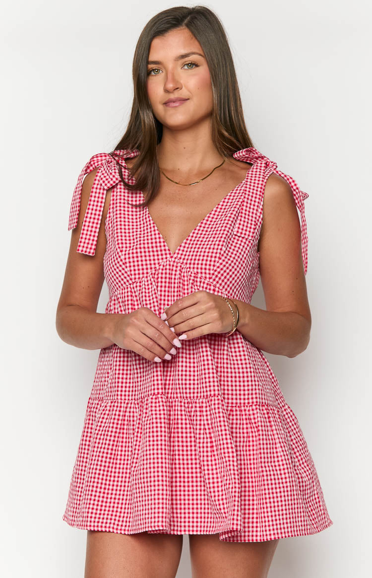 Angel Girl Red Gingham Mini Dress – Beginning Boutique US