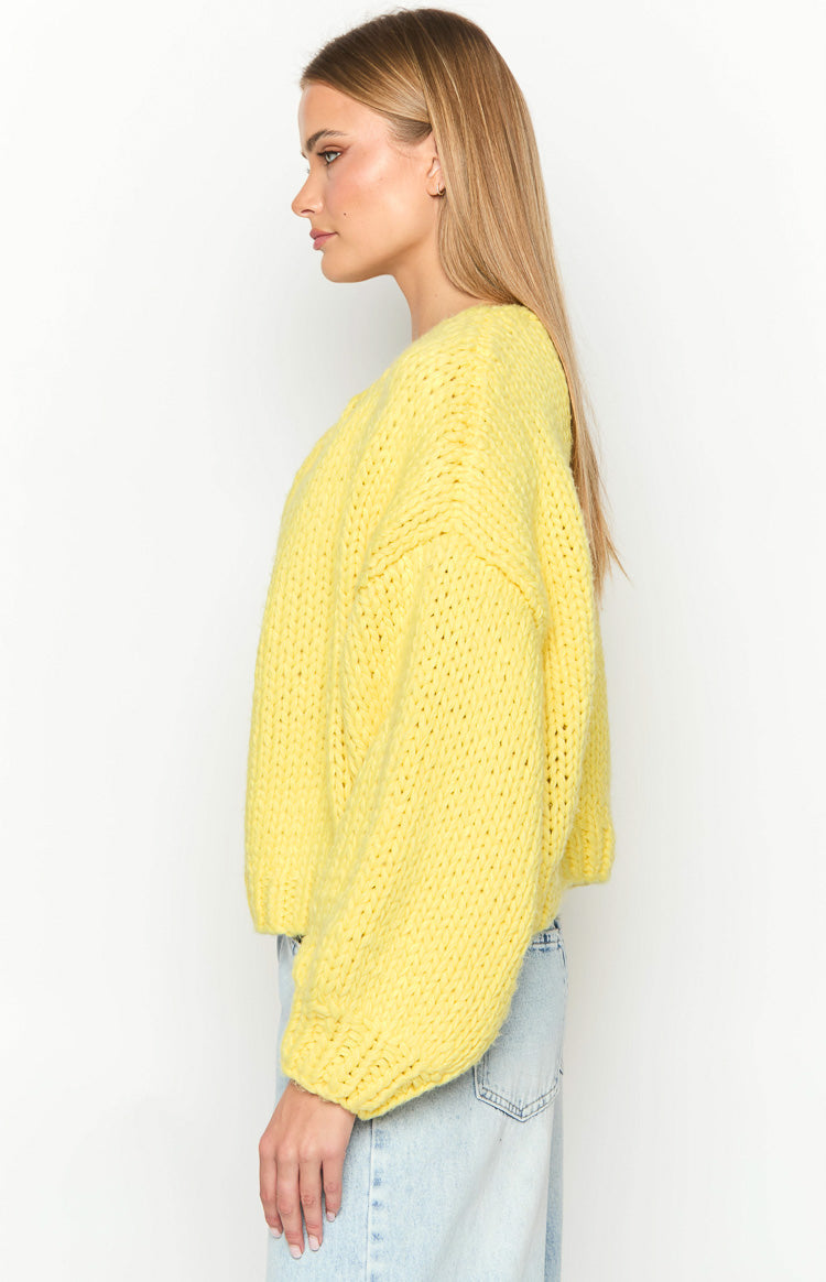 Bad Habits Yellow Knit Cardigan – Beginning Boutique US