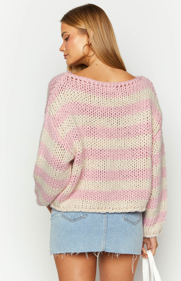 Bea Pink Striped Sweater – Beginning Boutique US
