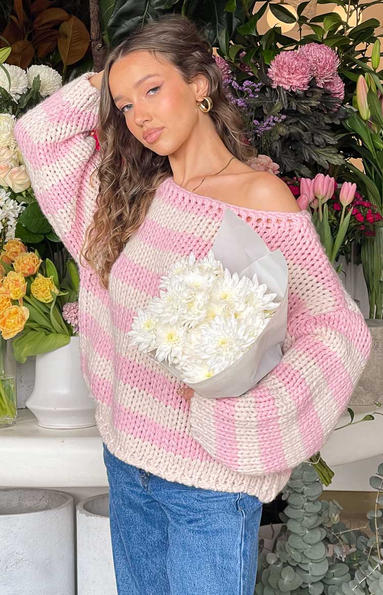 Bea Pink Striped Sweater – Beginning Boutique US