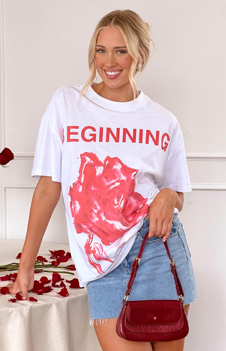Beginning Rose White Tee – Beginning Boutique US