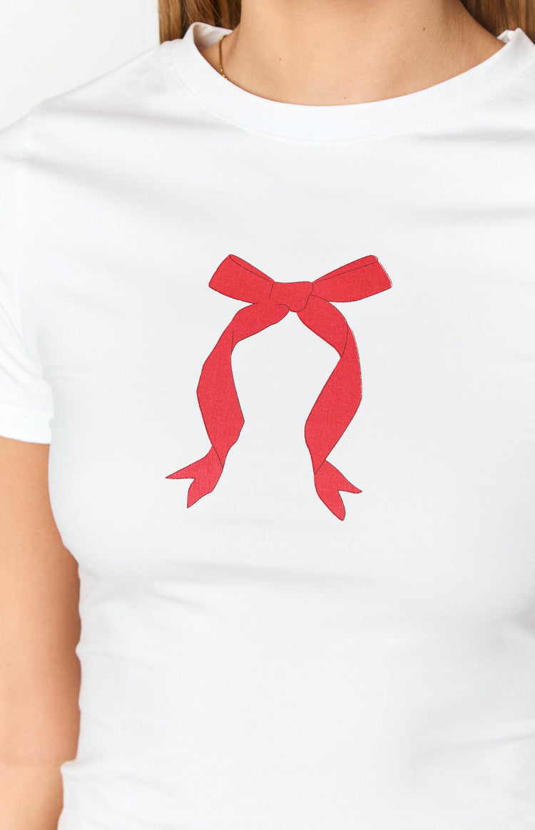 Bow White Baby Tee – Beginning Boutique US