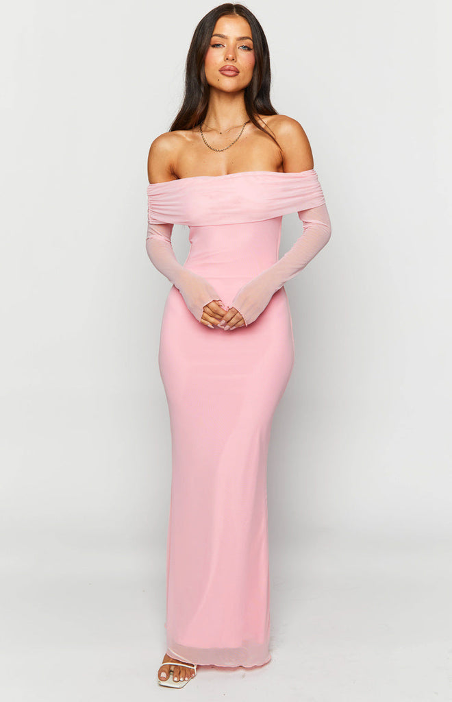 Coraline Pink Long Sleeve Maxi Dress – Beginning Boutique US