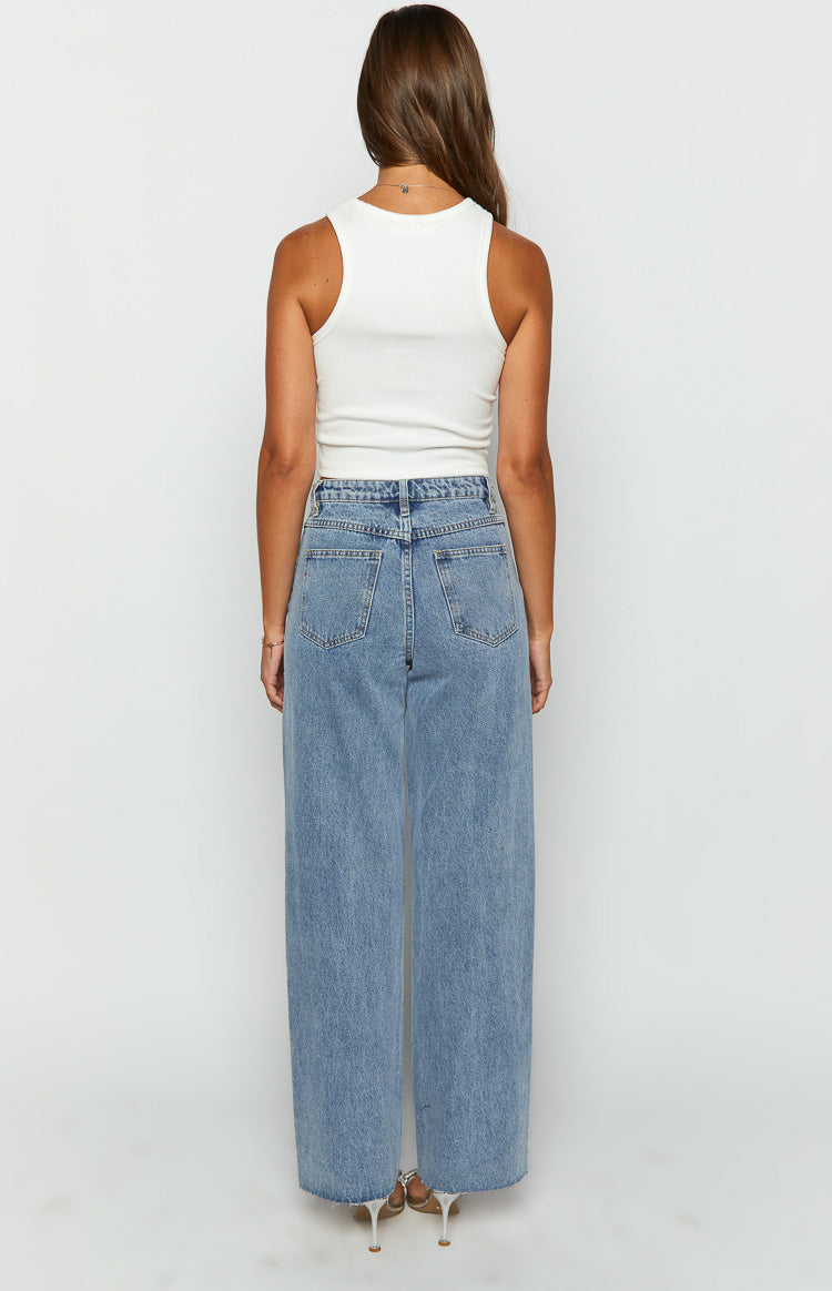 Gem Diamante Trim Wide Leg Denim Jeans – Beginning Boutique US