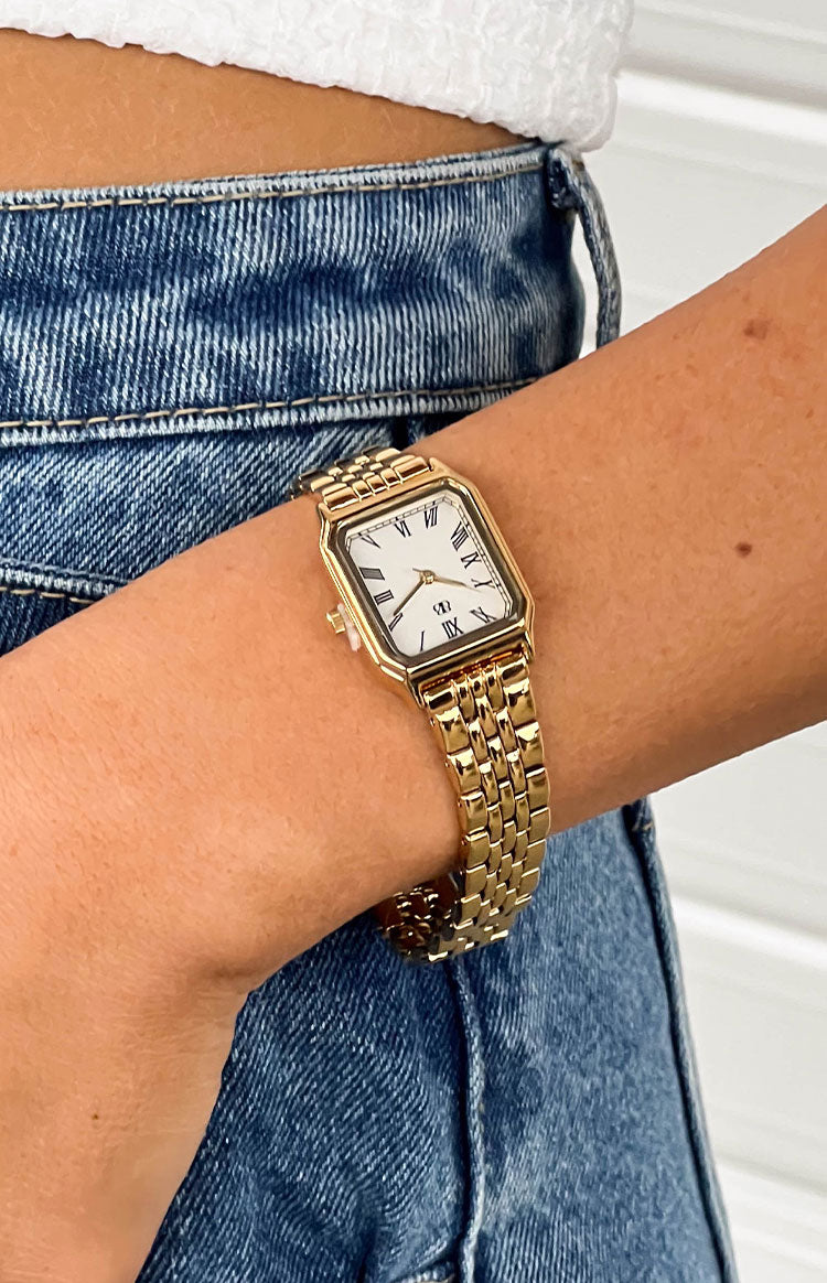 Horatia Gold Square Face Chain Watch | Beginning Boutique US