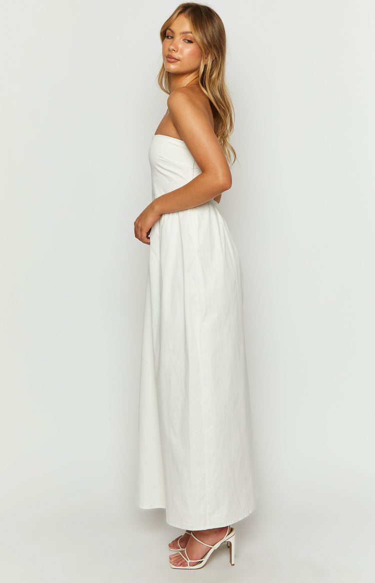 Jazlynn White Strapless Maxi Dress – Beginning Boutique US