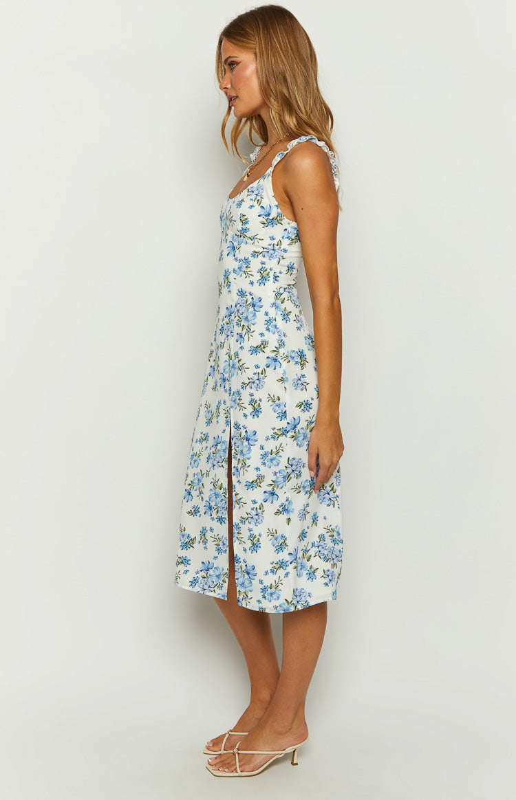 Jessie Blue Floral Midi Dress – Beginning Boutique US