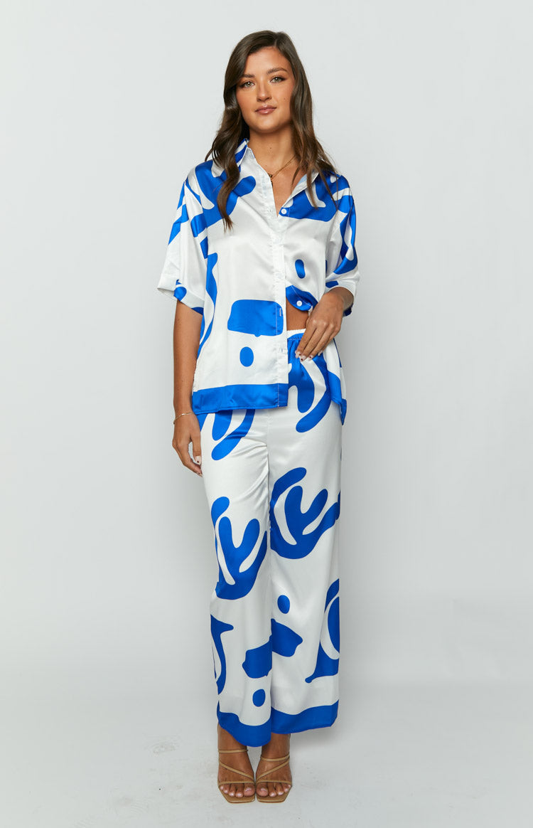 Karren Blue Print Top – Beginning Boutique US