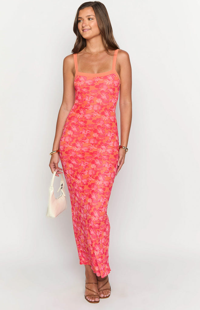 Kelly Orange Floral Maxi Dress – Beginning Boutique US