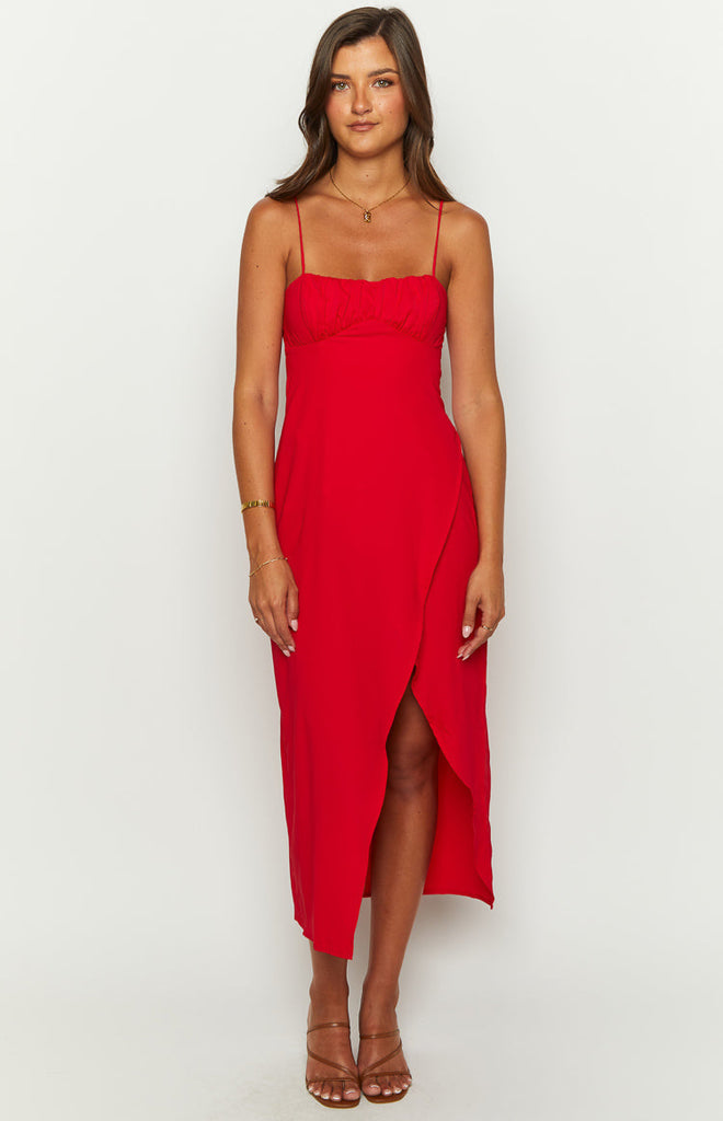 Kirrily Red Midi Dress – Beginning Boutique US
