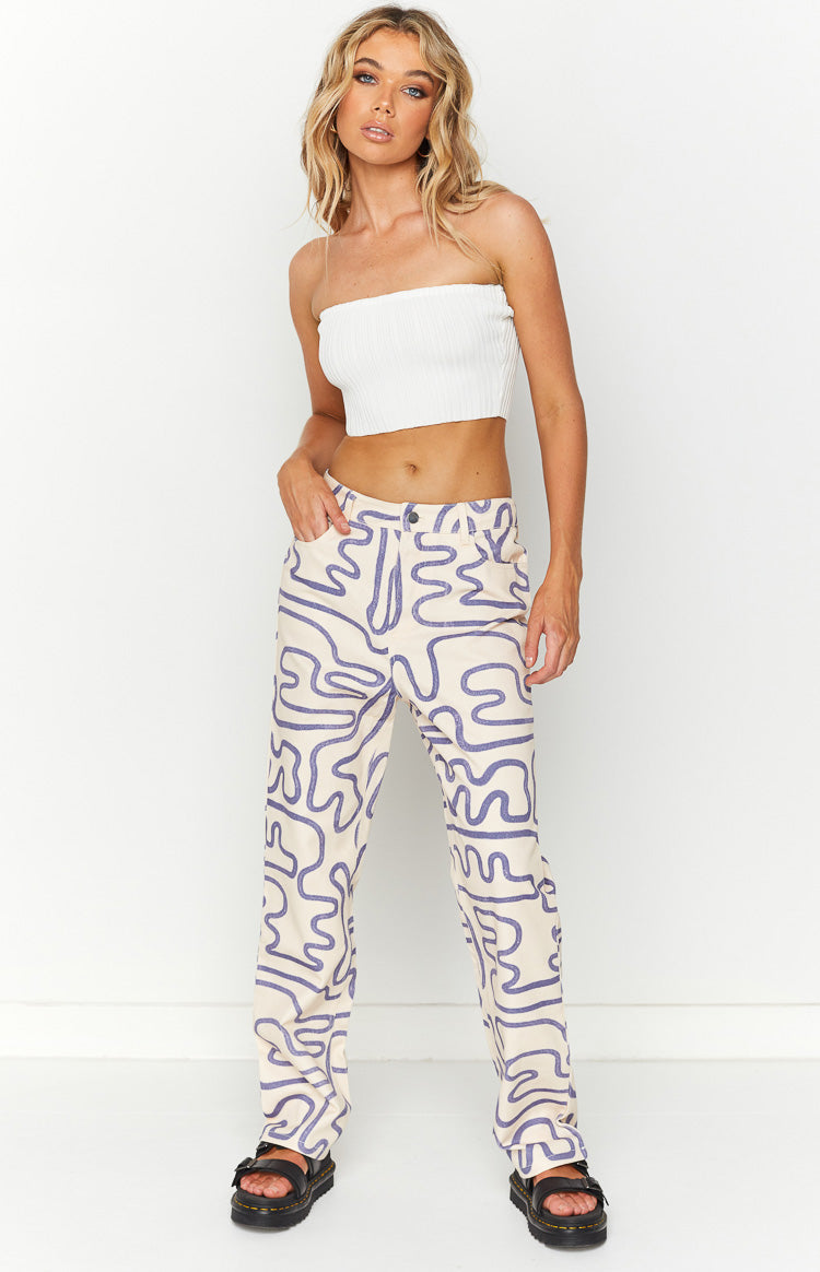 Lester Cream Printed Pants | Beginning Boutique US