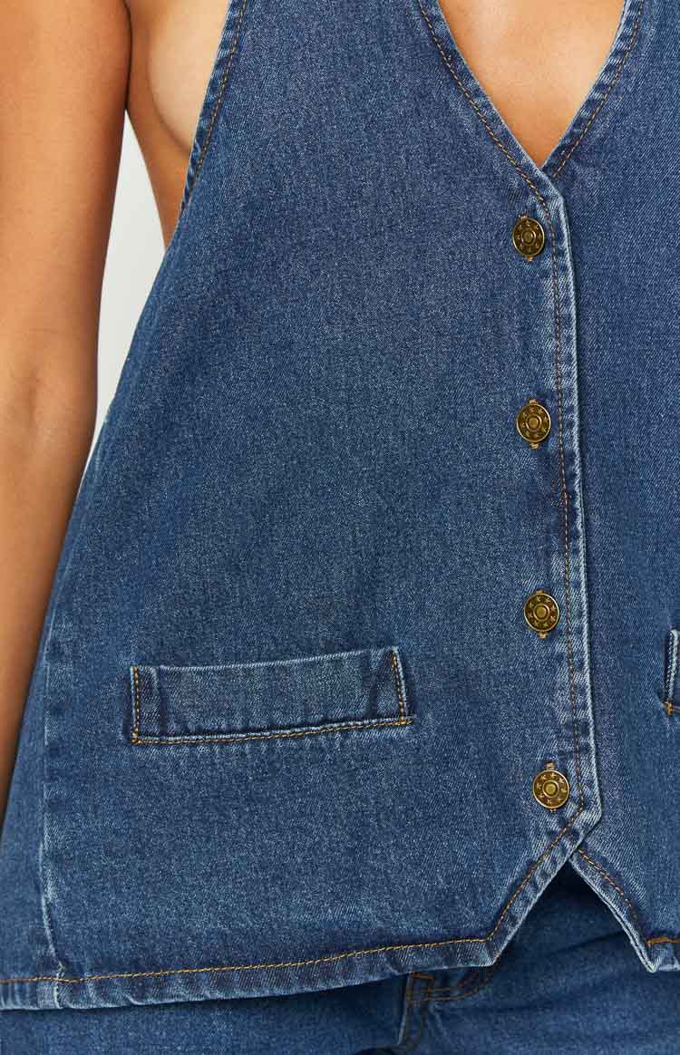 Lioness Hills Halter Dark Denim Vest – Beginning Boutique US