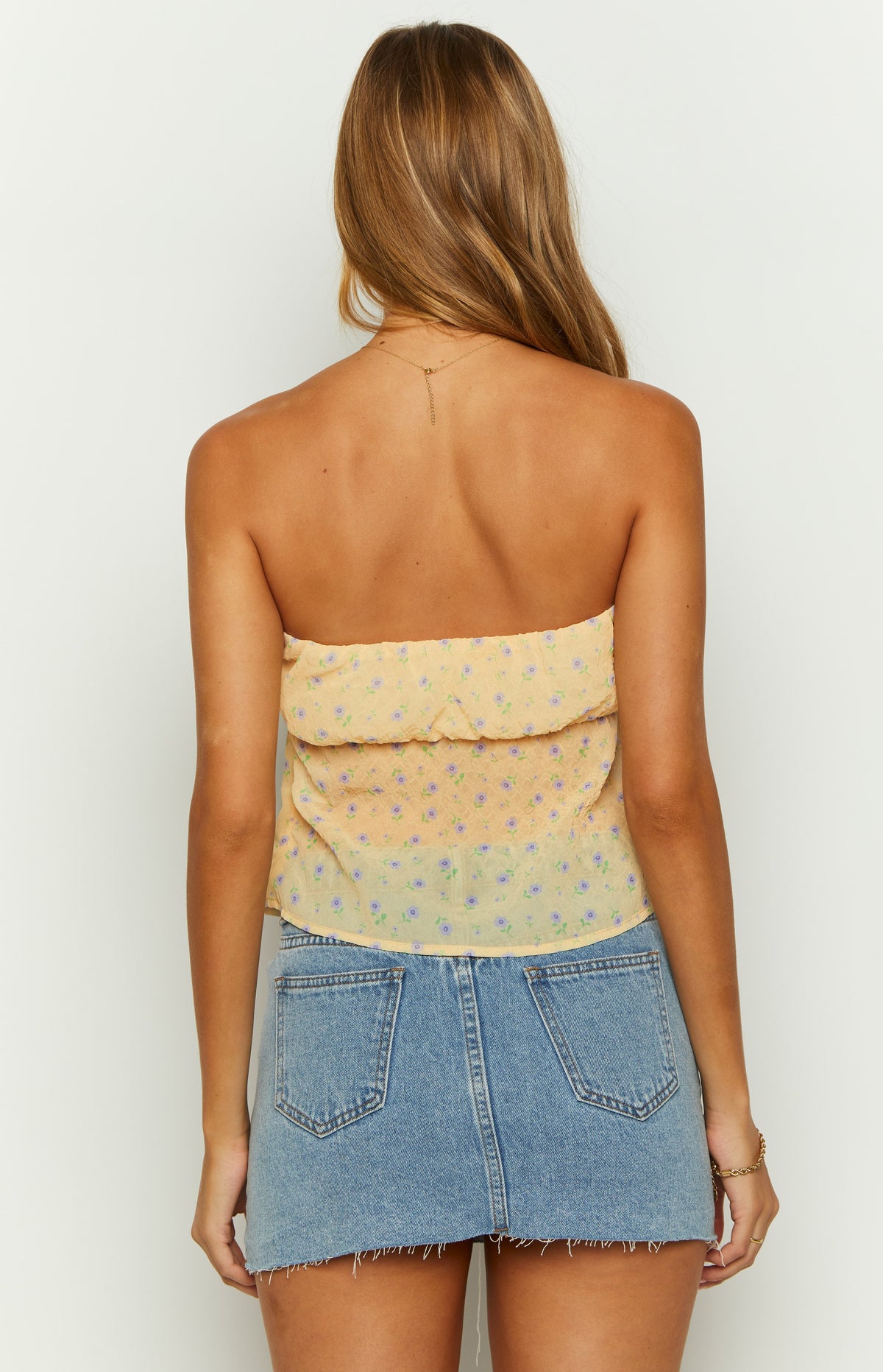 Lou Lou Yellow Floral Strapless Top – Beginning Boutique US