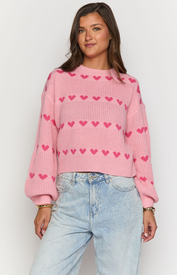 Lovey Pink Heart Stripe Jumper – Beginning Boutique US