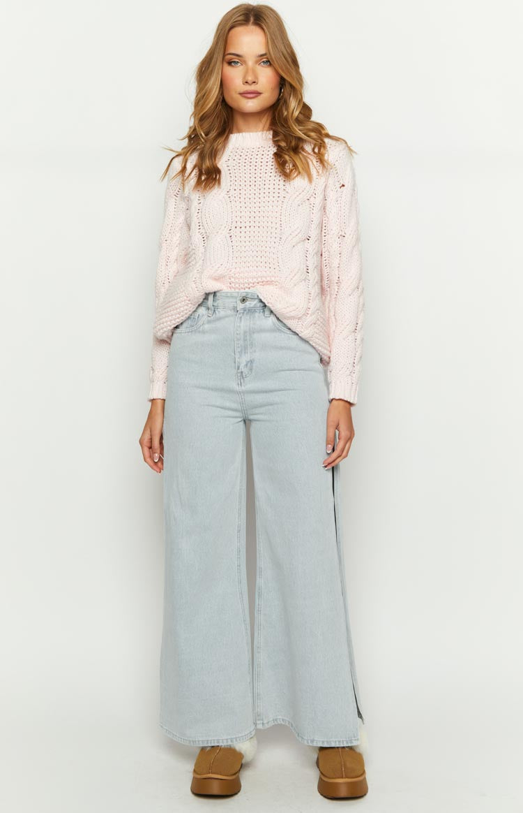 Marelle Light Denim Wide Leg Side Split Jeans – Beginning Boutique US
