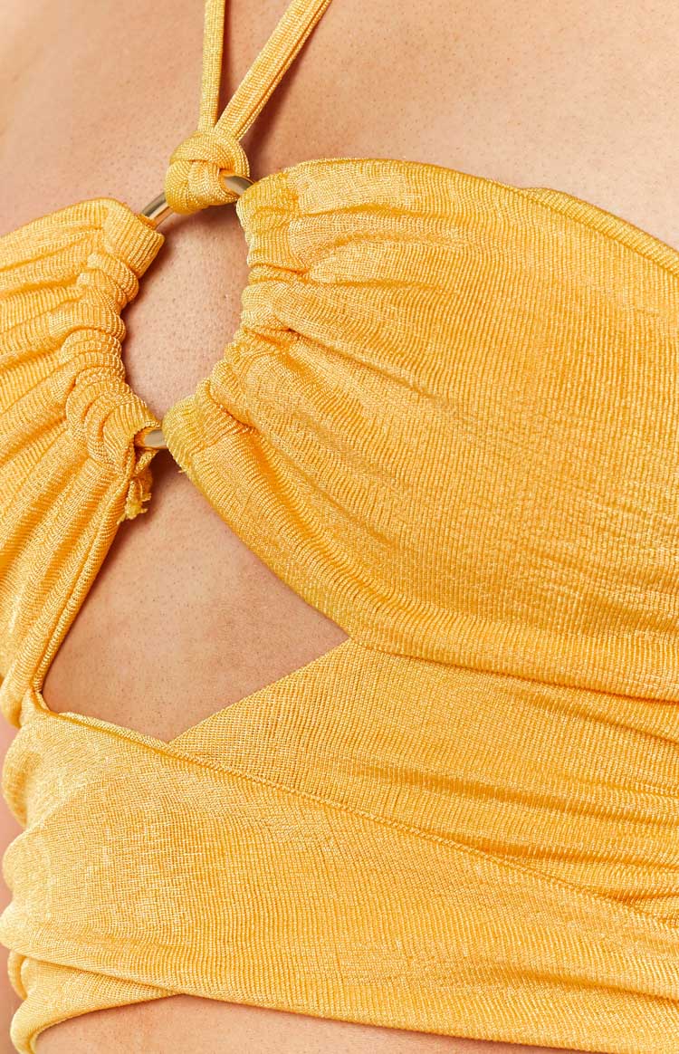 Marleigh Yellow Ring Halter Top – Beginning Boutique US