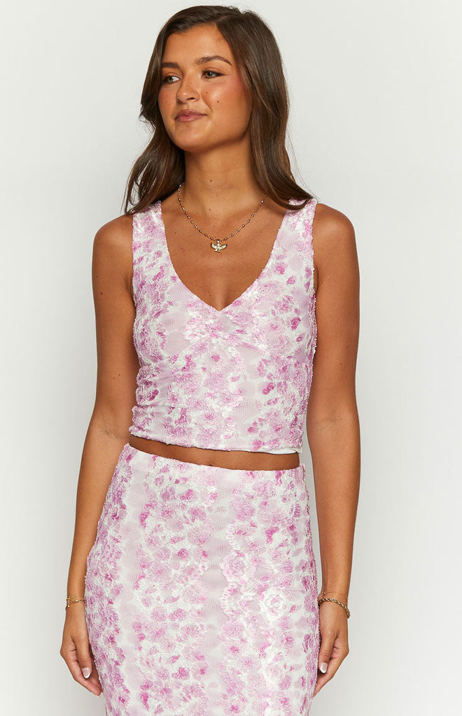 Peony Paradise Pink Lace Crop Top – Beginning Boutique US