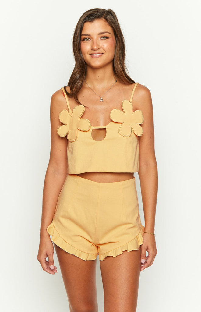 Petal Yellow Shorts – Beginning Boutique US