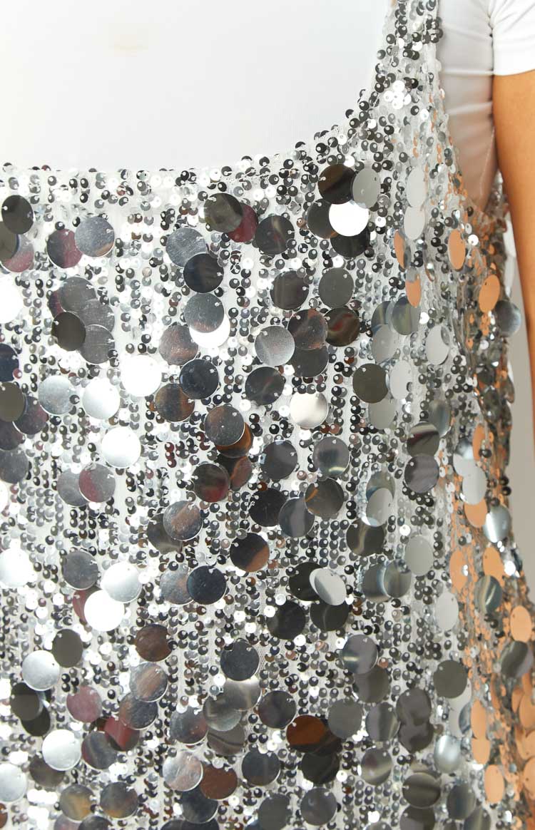 Priya Silver Sequin Mini Dress – Beginning Boutique US
