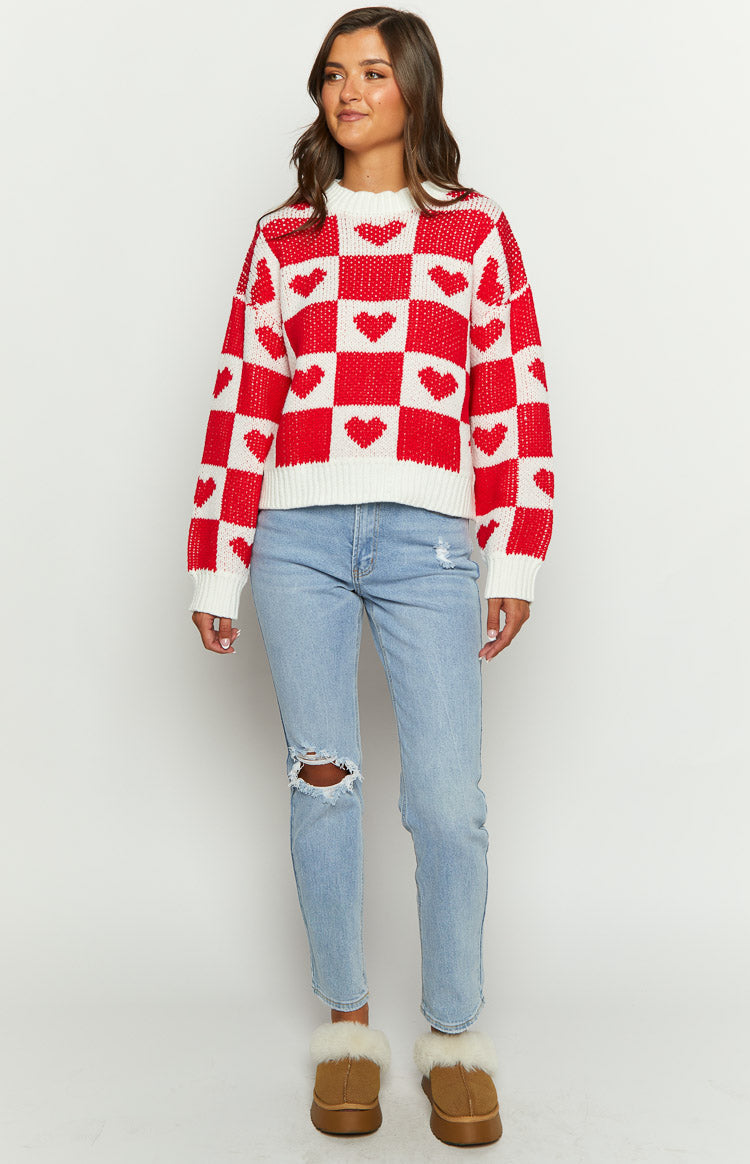 Red Heart Patchwork Jumper – Beginning Boutique US