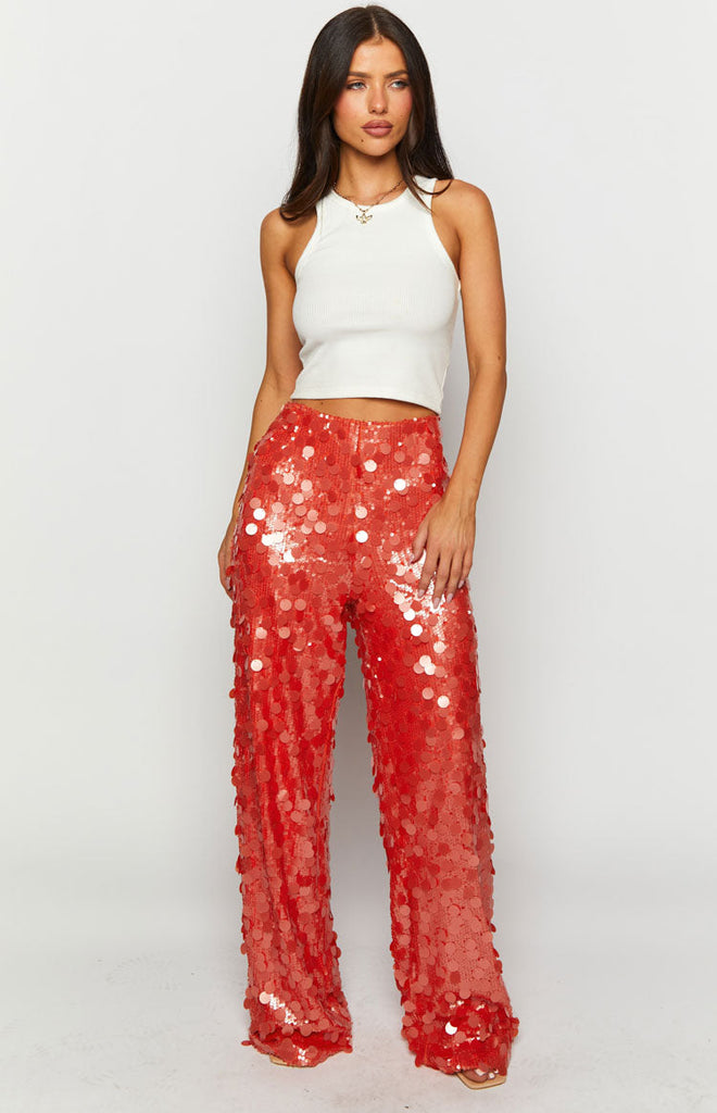 Saria Orange Sequin Pants – Beginning Boutique US
