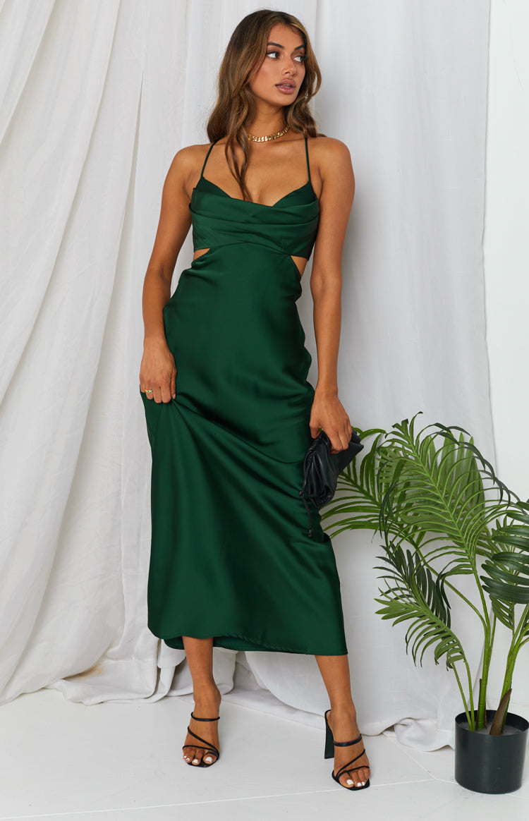 Taleah Cut Out Maxi Dress Green – Beginning Boutique US