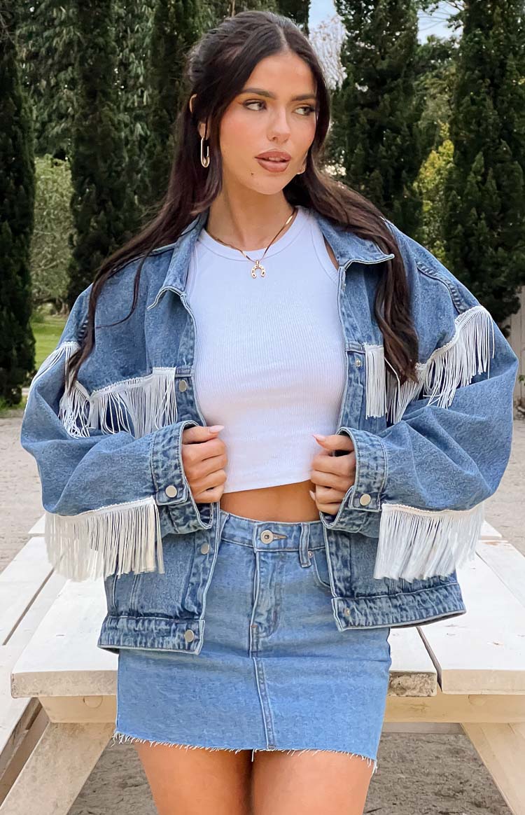 Western Ways Mid Wash Denim Jacket – Beginning Boutique US