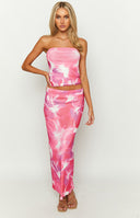 When in Rome Pink Print Mesh Maxi Skirt – Beginning Boutique US