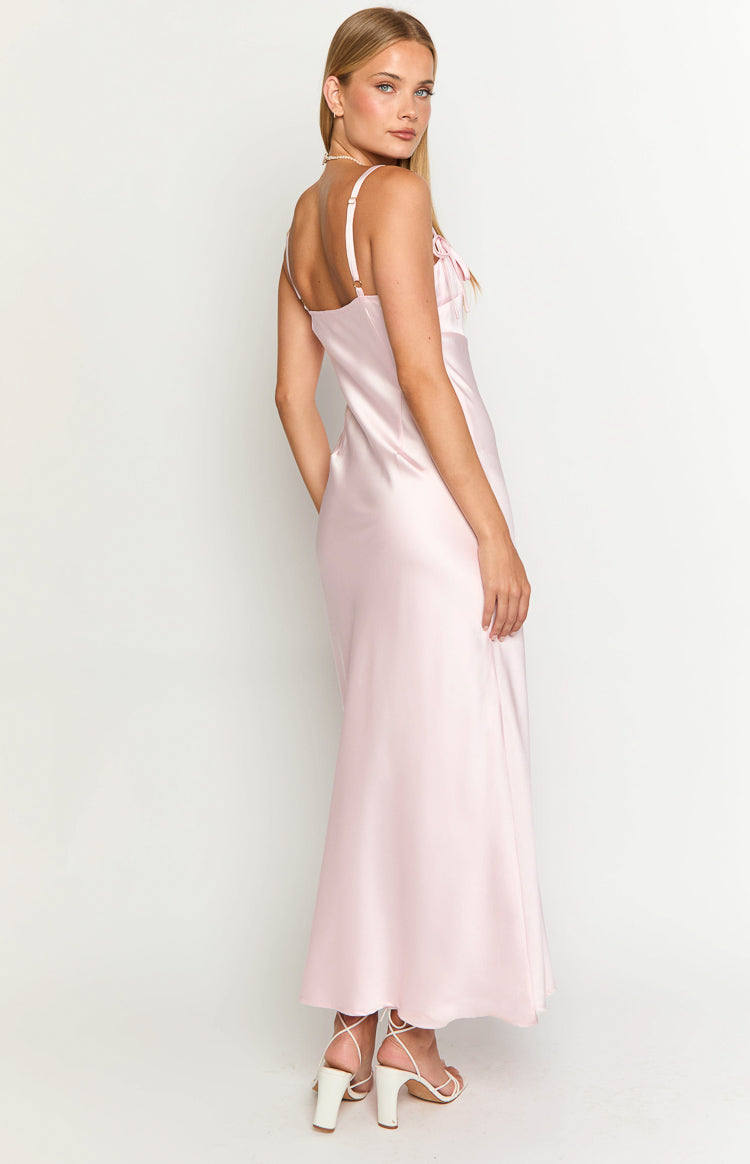 Zya Light Pink Satin Maxi Dress – Beginning Boutique US