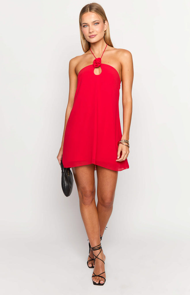 Ashlin Red Halter Mini Dress – Beginning Boutique US