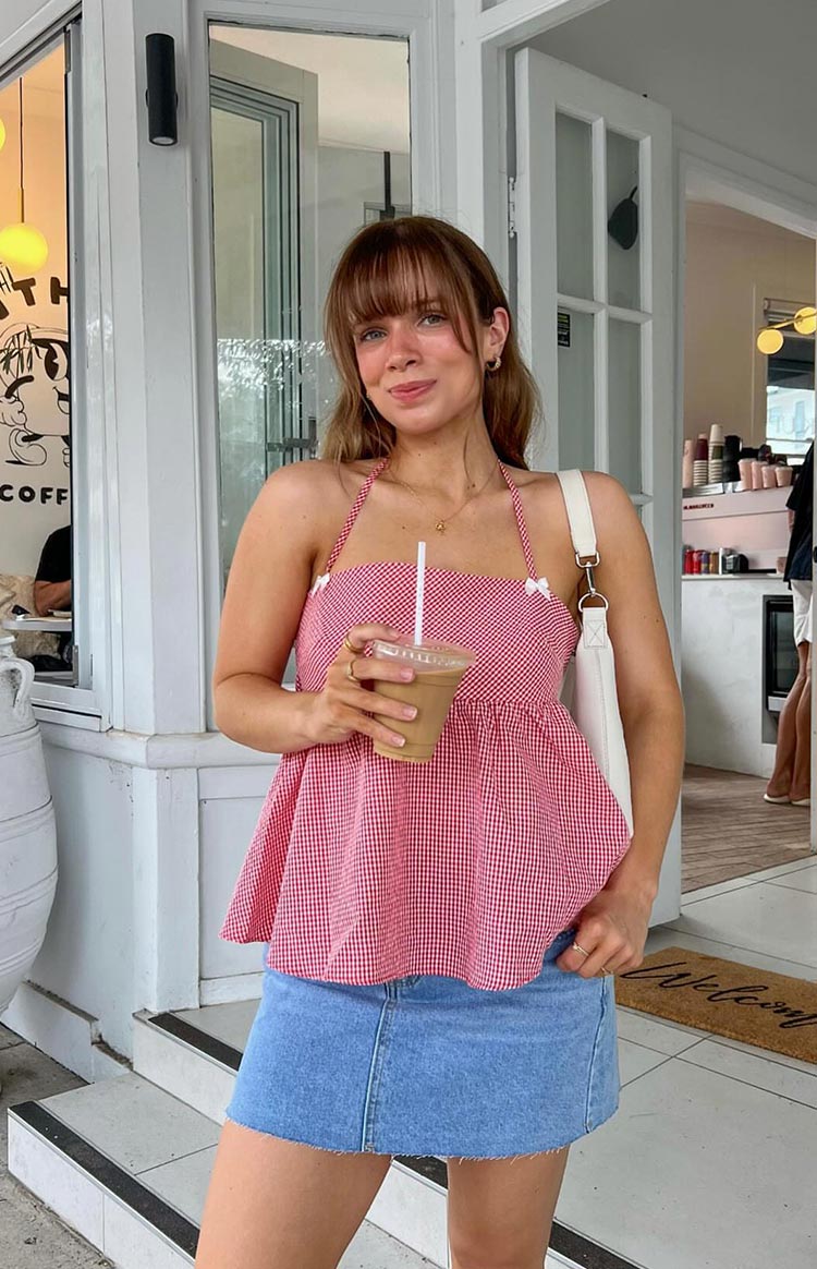 Aspen Red Gingham Halter Top – Beginning Boutique US