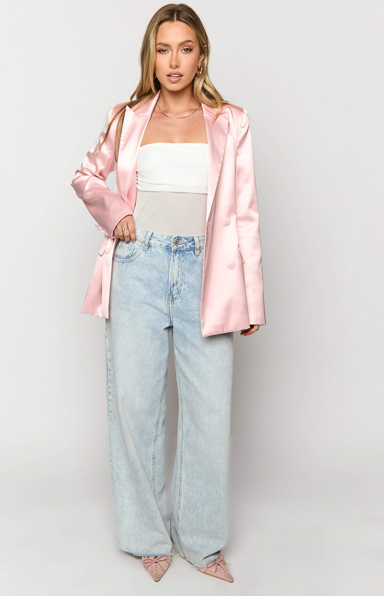 Rose Pink Satin Blazer – Beginning Boutique US