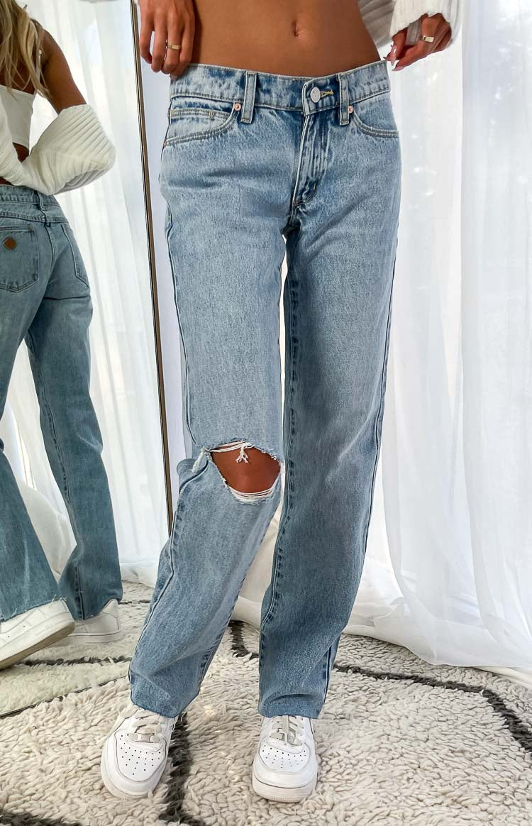 Abrand A 99 Rhonda Blue Rip Low Straight Jean | Beginning Boutique US