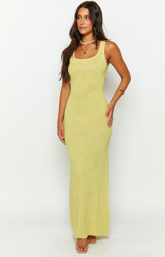 Lottie Yellow Knit Maxi Dress – Beginning Boutique US